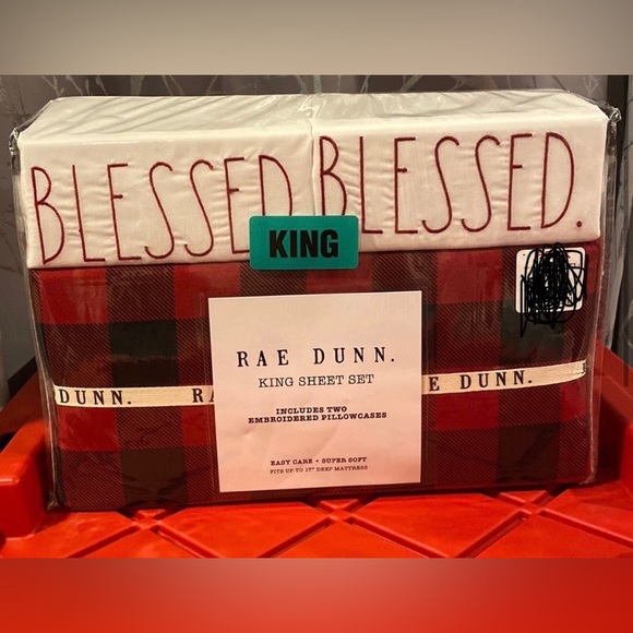 Rae Dunn | Bedding | Bnwt Rae Dunn Blessed Buffalo Plaid Christmas King ...